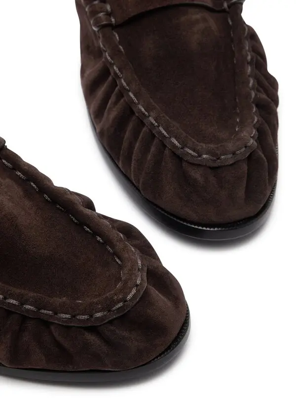 Saint Laurent Le Loafer Suede Loafers - Brown