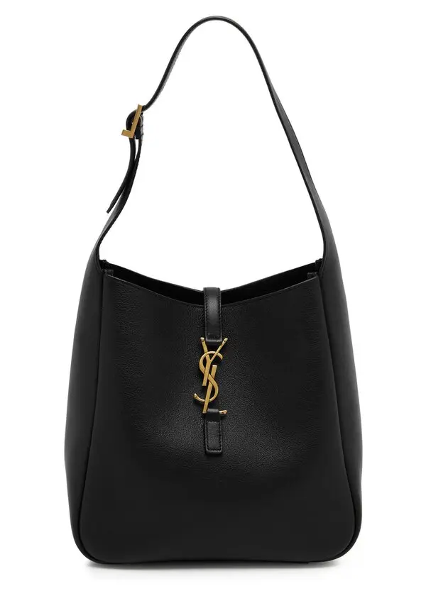 Saint Laurent Le 5 À 7 Small Leather Hobo Bag - Black