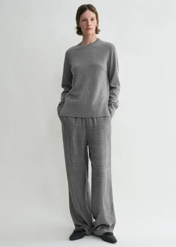 TOTEME Monogram Flannel Pj Bottoms - Grey
