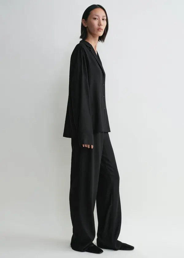 TOTEME Monogram Flannel Pj Top - Black