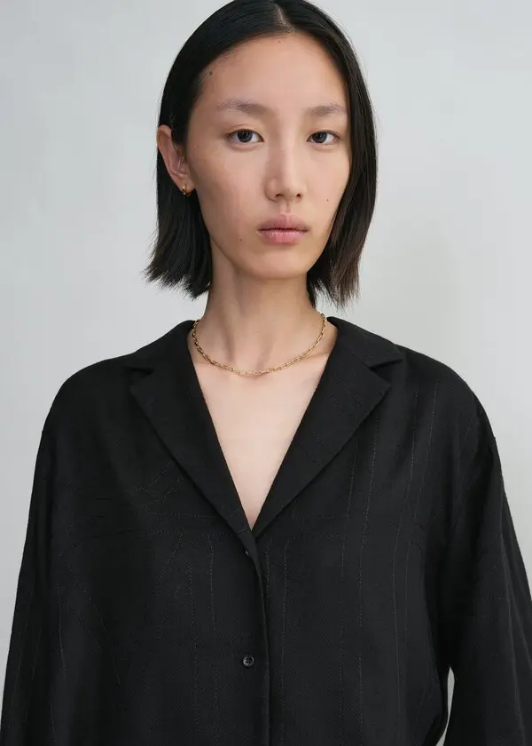 TOTEME Monogram Flannel Pj Top - Black