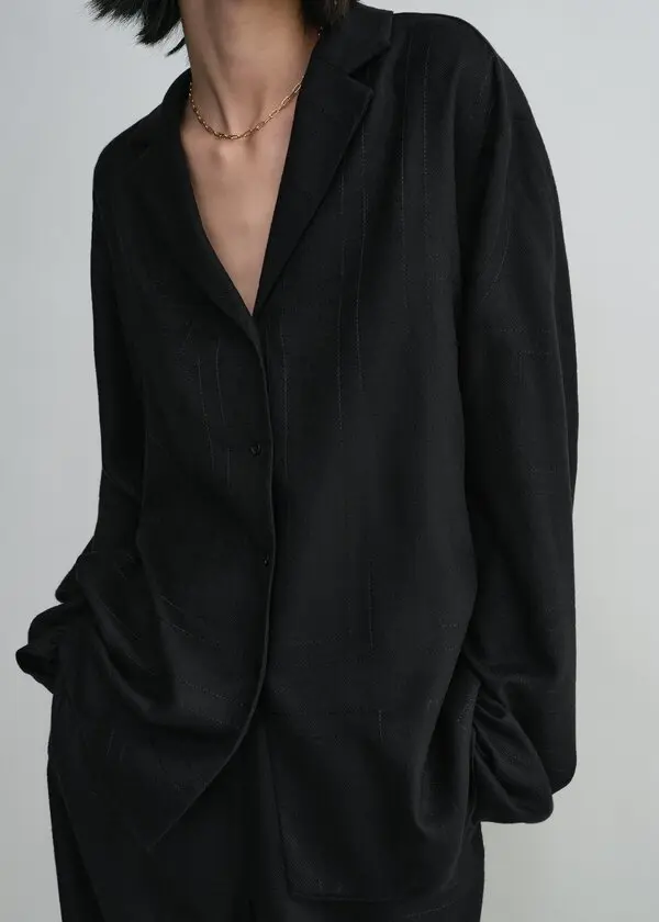 TOTEME Monogram Flannel Pj Top - Black