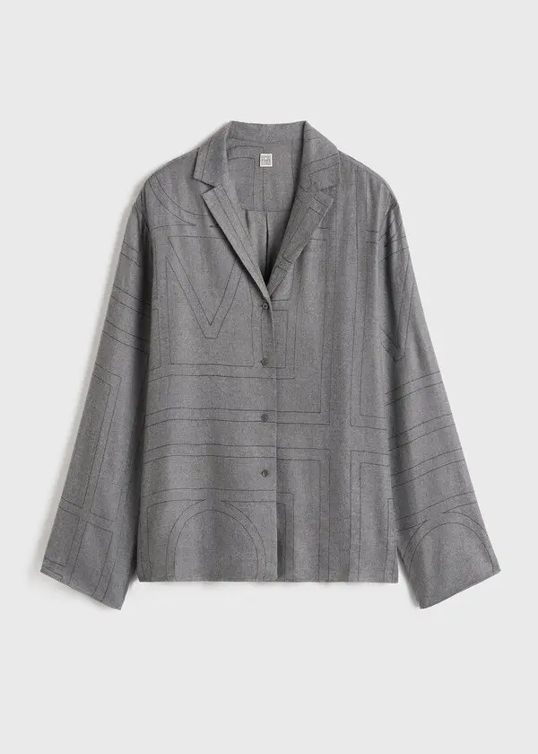TOTEME Monogram Flannel Pj Top Smoke