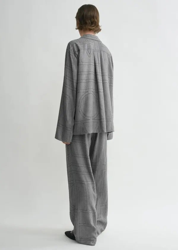 TOTEME Monogram Flannel Pj Top - Smoke Melange