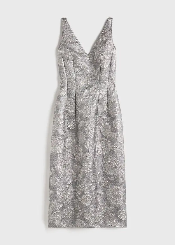 TOTEME V-neck Brocade Midi Dress