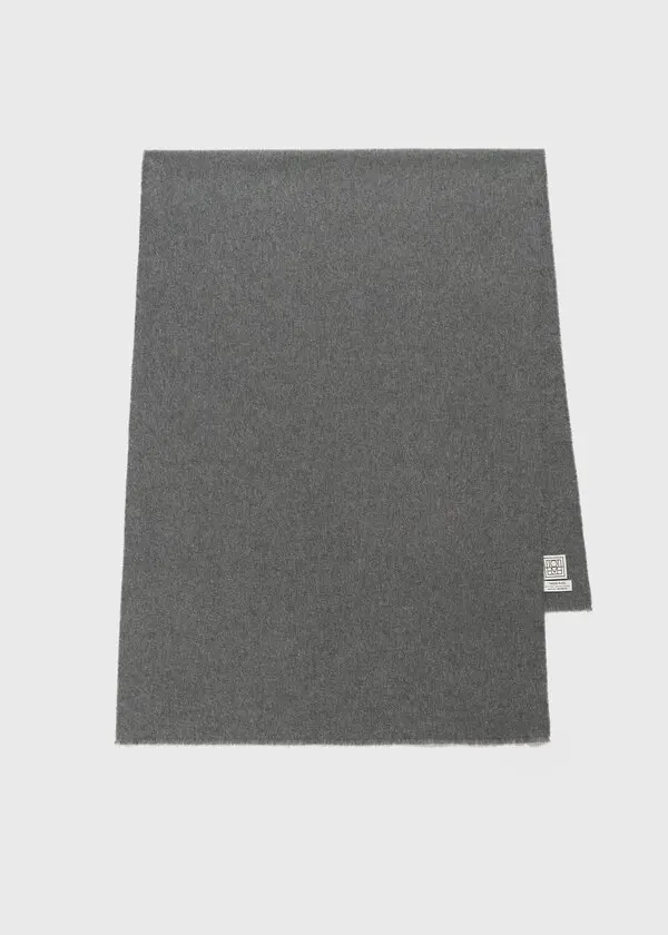 TOTEME Wide Classic Wool Scarf Mid - Grey
