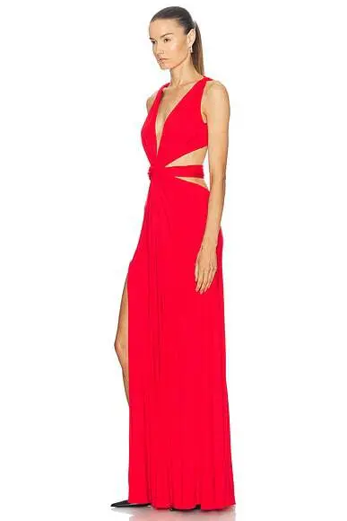 SID NEIGUM 4 Way V Neck Knot Dress - Red