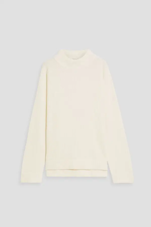 Brunello Cucinelli Bead-embellished Ribbed Cashmere Mockneck Sweater