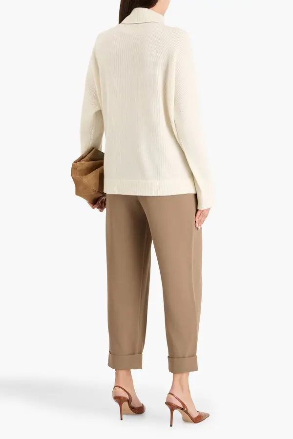 Brunello Cucinelli Bead-embellished Ribbed Cashmere Mockneck Sweater