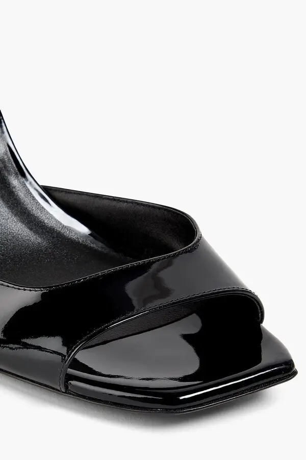 Stuart Weitzman Tia 85 Patent-Leather Wedge Sandals In Black - 60% Off |  Editorialist