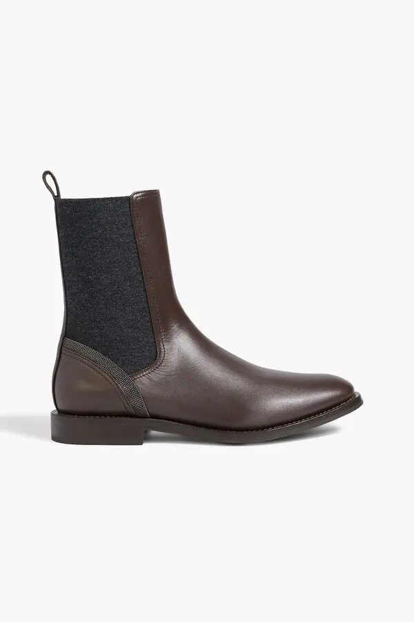 Brunello Cucinelli Bead-embellished Leather Chelsea Boots