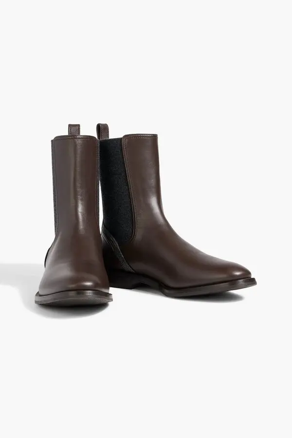 Brunello Cucinelli Bead-embellished Leather Chelsea Boots