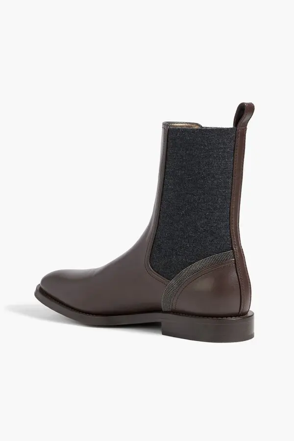 Brunello Cucinelli Bead-embellished Leather Chelsea Boots