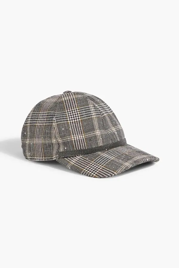 Brunello Cucinelli Prince Of Wales Tweed Baseball Cap In  display picture 1