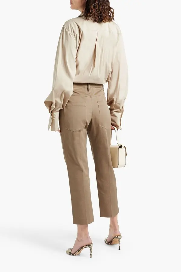 Brunello Cucinelli Cropped Cotton-twill Pants - Sand