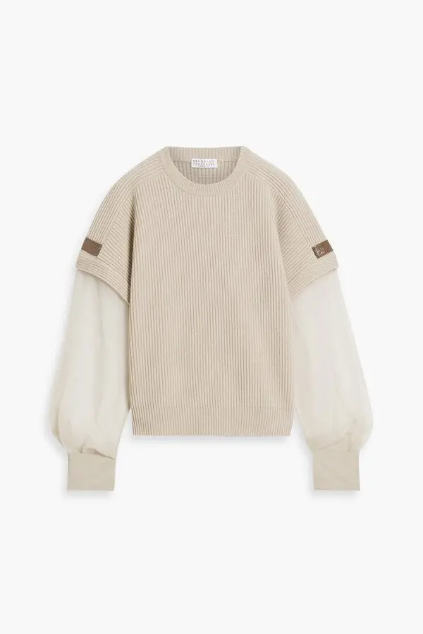 Brunello Cucinelli Embellished Paneled Sweater