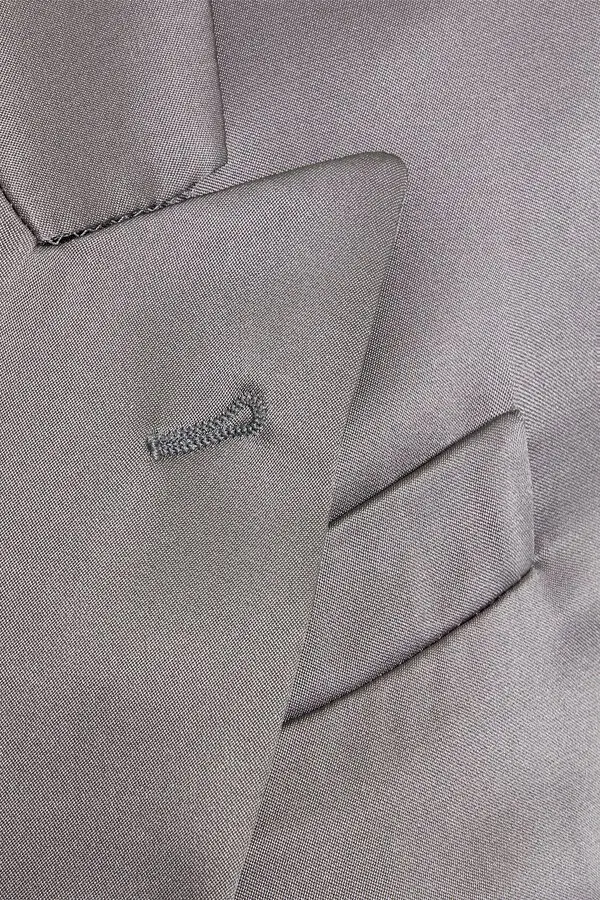 Brunello Cucinelli Double-breasted Silk-satin Blazer - Gray
