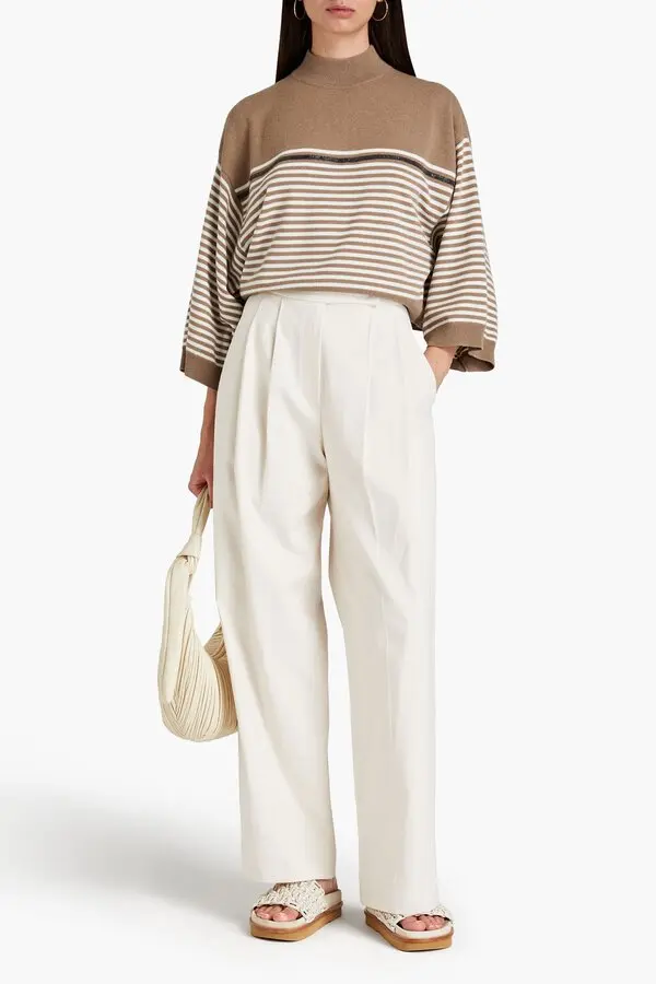 Brunello Cucinelli Cotton-blend Drill Wide-leg Pants