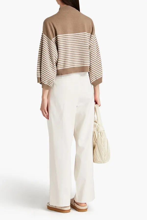 Brunello Cucinelli Cotton-blend Drill Wide-leg Pants