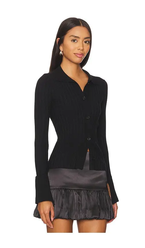 MORE TO COME Brandy Button Front Sweater - Black