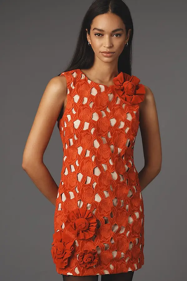 tracy reese red pleated dress Tracy Reese Anthropologie Dress Women S Red Accordion Pleated Midi Holiday  Party