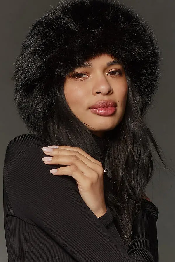 NWT Anthropologie Black Faux Fur Hat - One Size Umea Faux Fur Hat - Black – The Frankie Shop main image 4