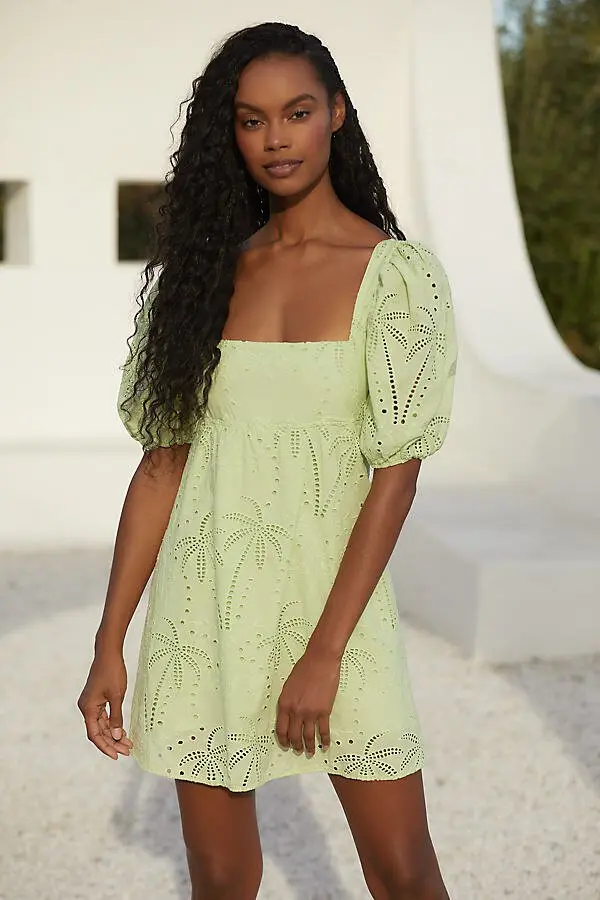 Maaji Eileen Eyelet Mini Dress In Green - 49% Off | Editorialist