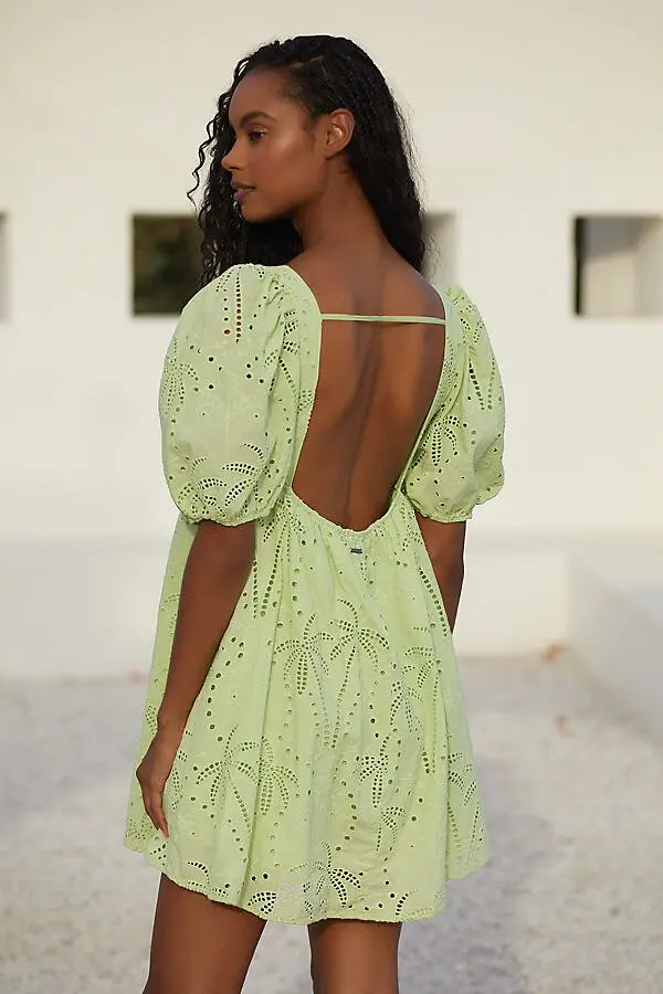 Maaji Eileen Eyelet Mini Dress In Green - 49% Off | Editorialist