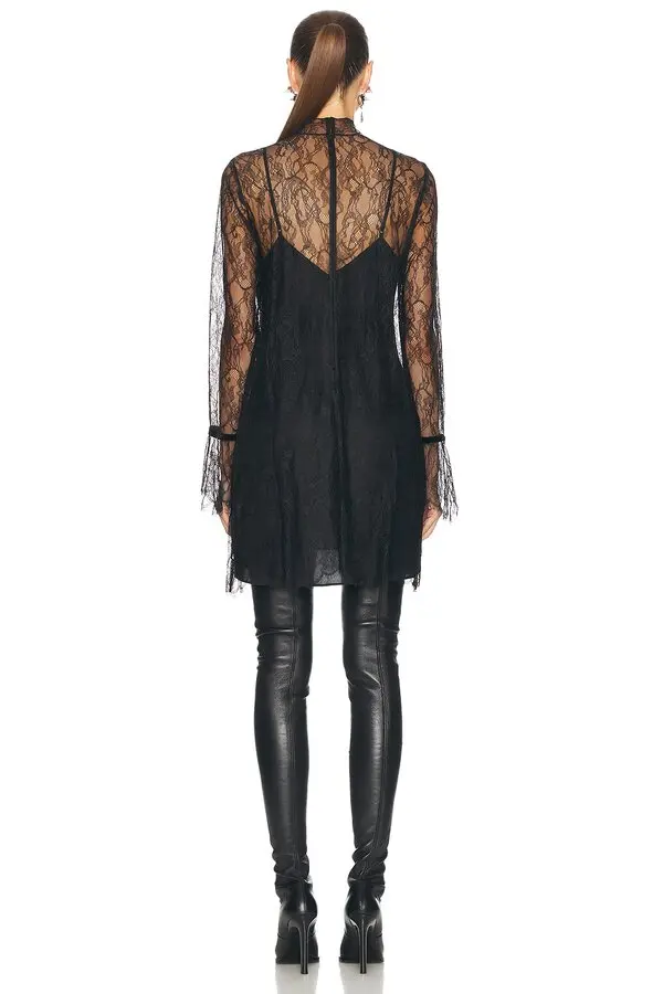 FRAME Lace Mockneck Shift Dress