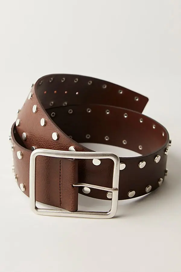Free People Studded Leather Hip Belt - Espresso