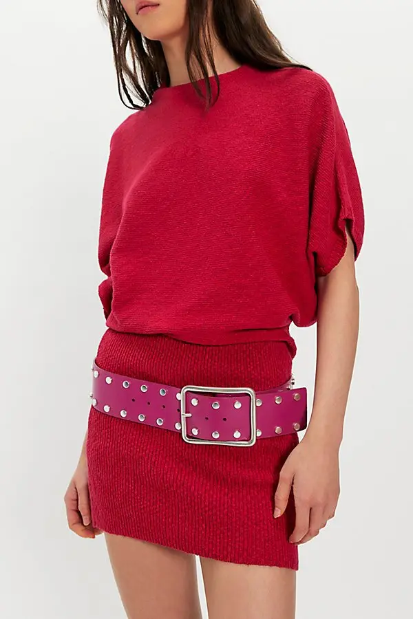 Free People Studded Leather Hip Belt - Love Potion