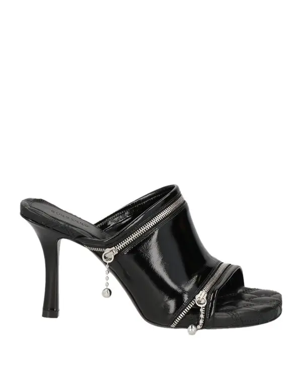 Burberry Leather Stiletto Heel Sandals - Black