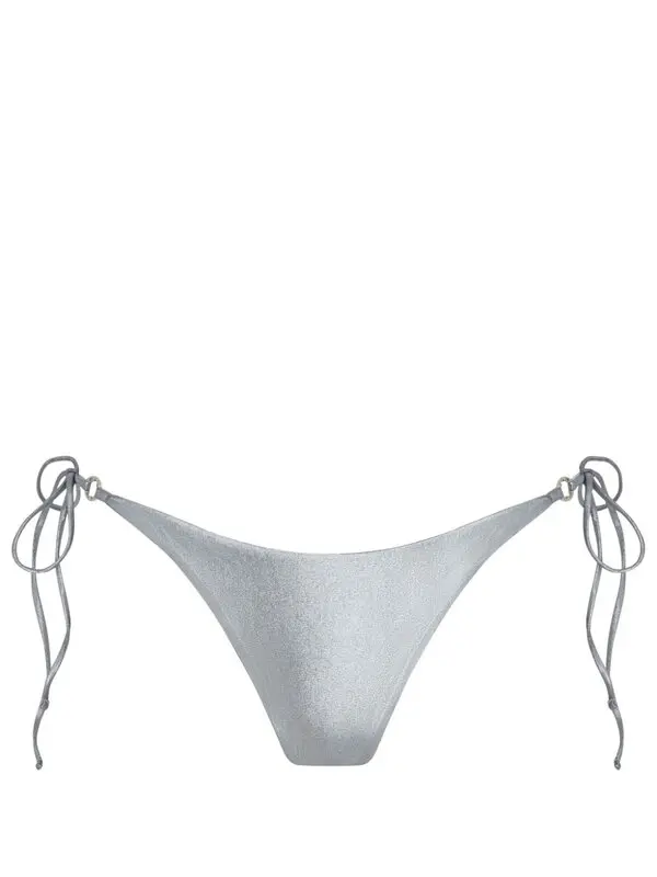 LET'S SWIM Metallic Bikini Bottom - Silver