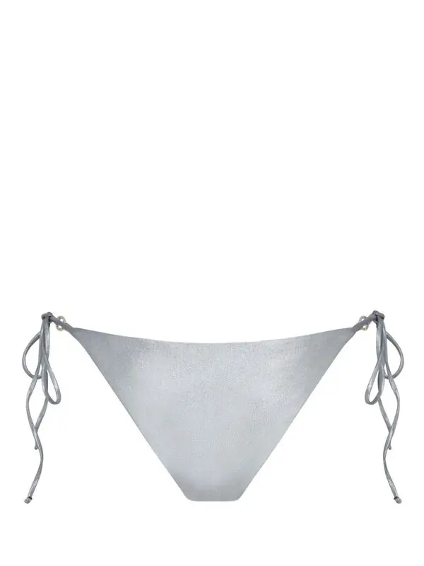 LET'S SWIM Metallic Bikini Bottom - Silver