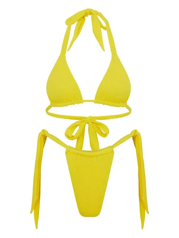 LET'S SWIM Side Tie-fastening Bikini Bottoms - Yellow