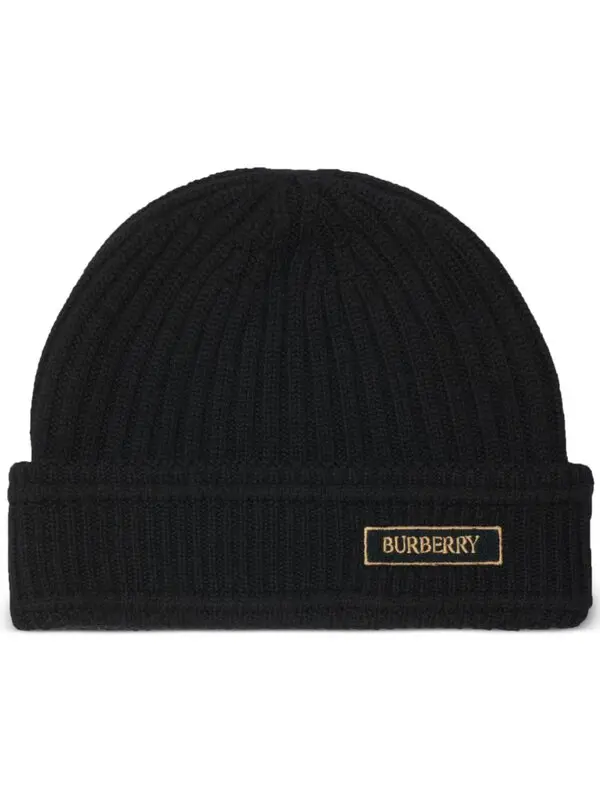 Burberry Logo Patch Beanie - Black