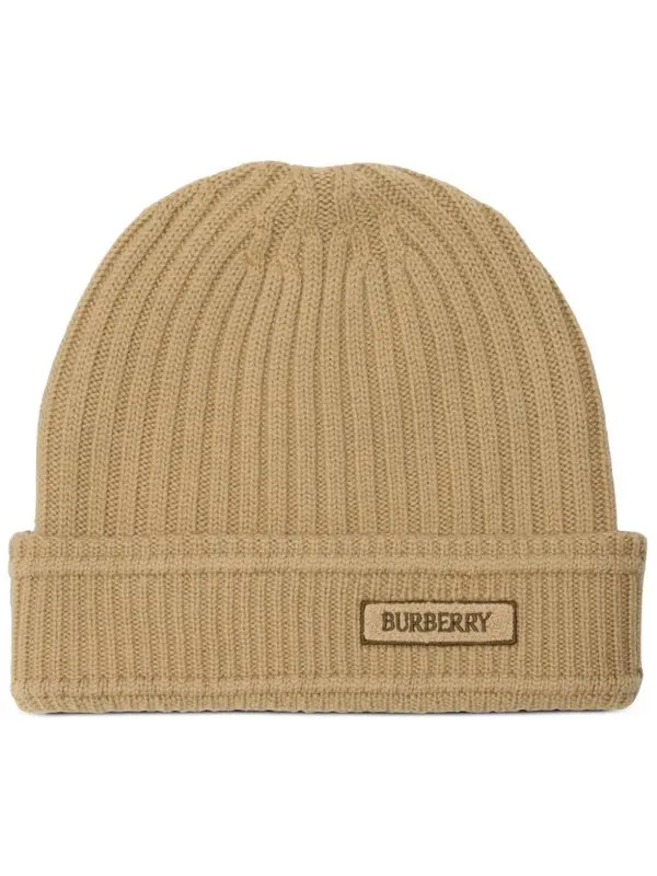 Burberry Logo Patch Beanie - Neutrals