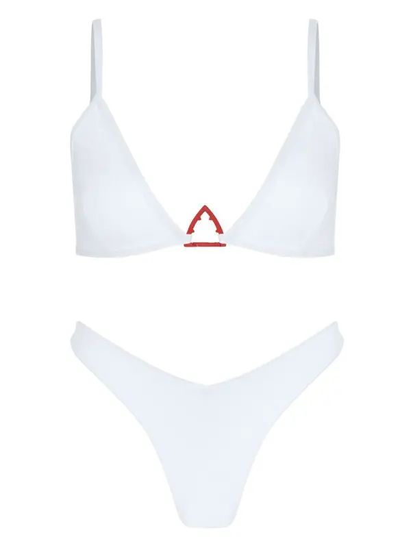 LET'S SWIM Shark-logo Bikini Top - White