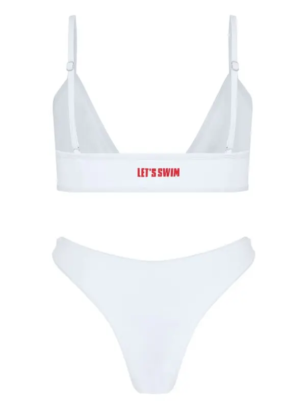 LET'S SWIM Shark-logo Bikini Top - White
