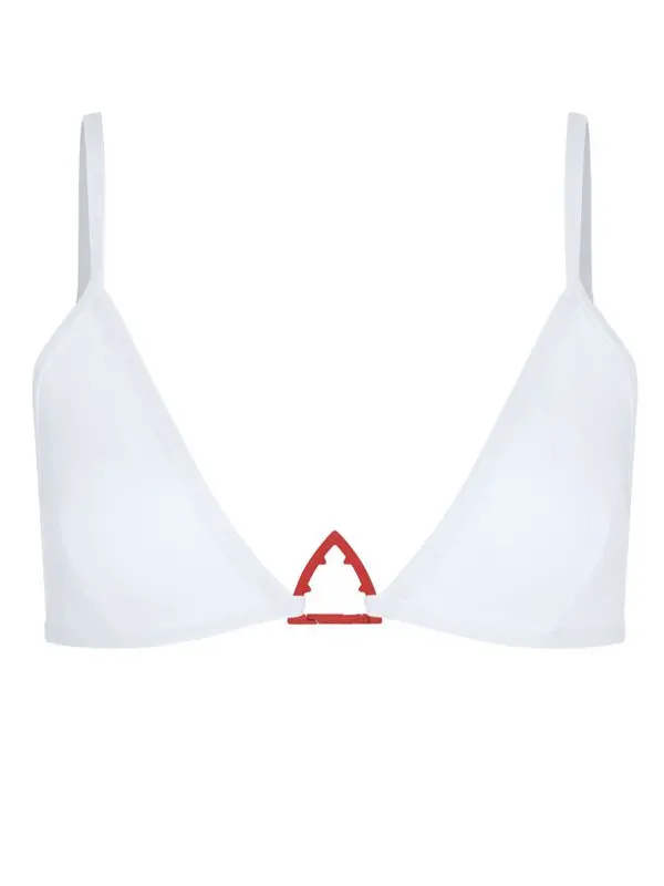 LET'S SWIM Shark-logo Bikini Top - White