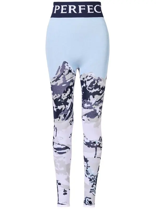 Perfect Moment Landscape-jacquard Leggings - Blue