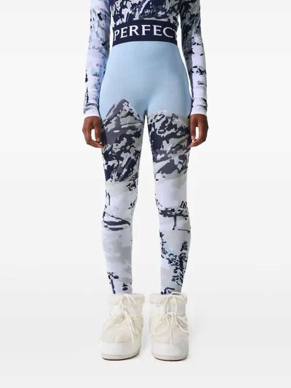 Perfect Moment Landscape-jacquard Leggings - Blue