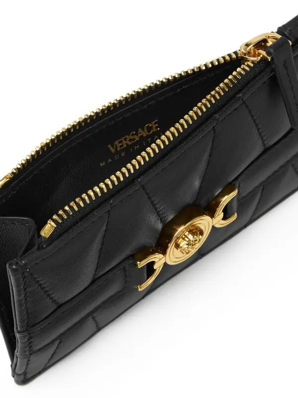 Versace Medusa '95 Quilted Zip Card Holder - Black