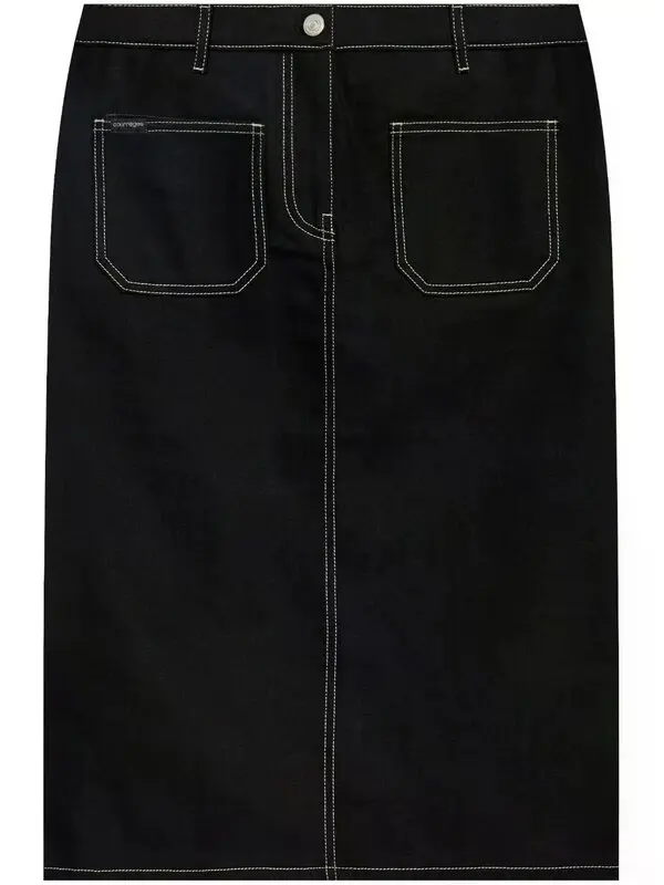 COURREGES Denim Straight Skirt - Black