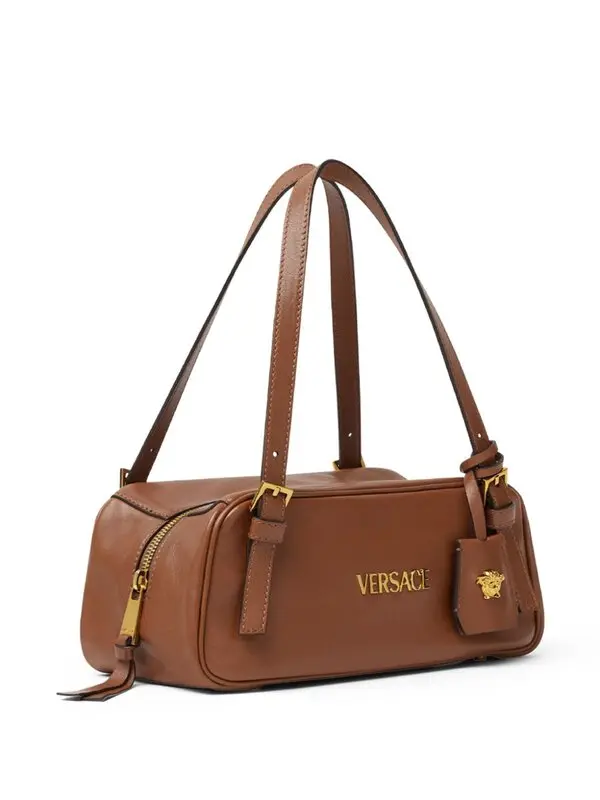 Versace Tag Bowling Shoulder Bag - Brown