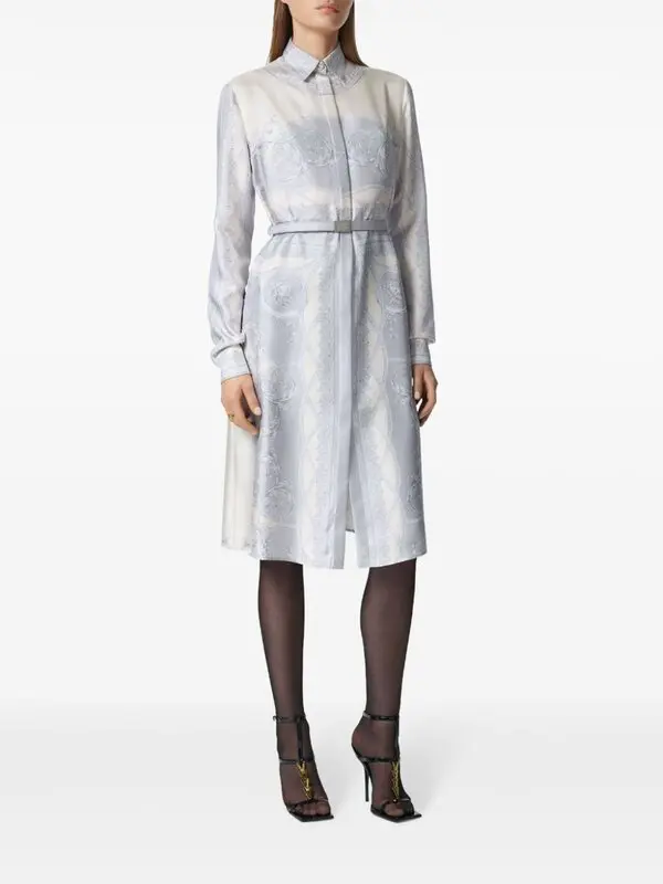Versace Barocco Foulard Coupe Des Dieux Shirt Dress - Blue