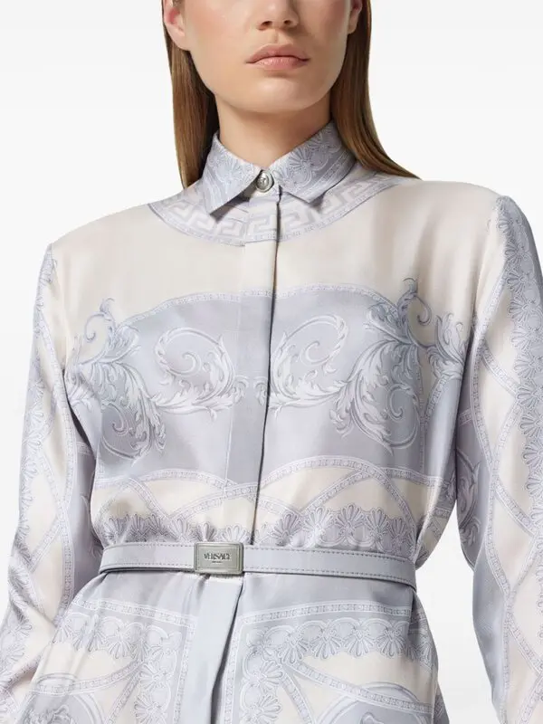 Versace Barocco Foulard Coupe Des Dieux Shirt Dress - Blue