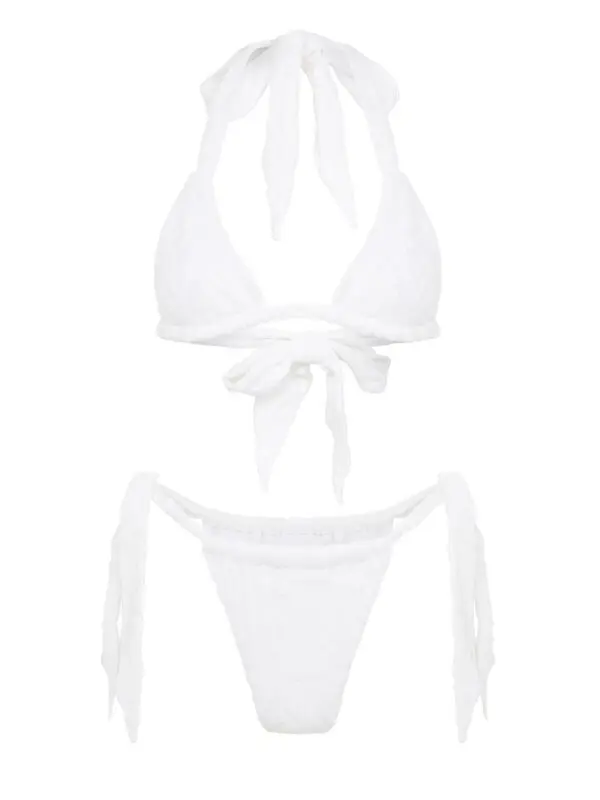 LET'S SWIM Shark Jacquard Bikini Bottoms - White