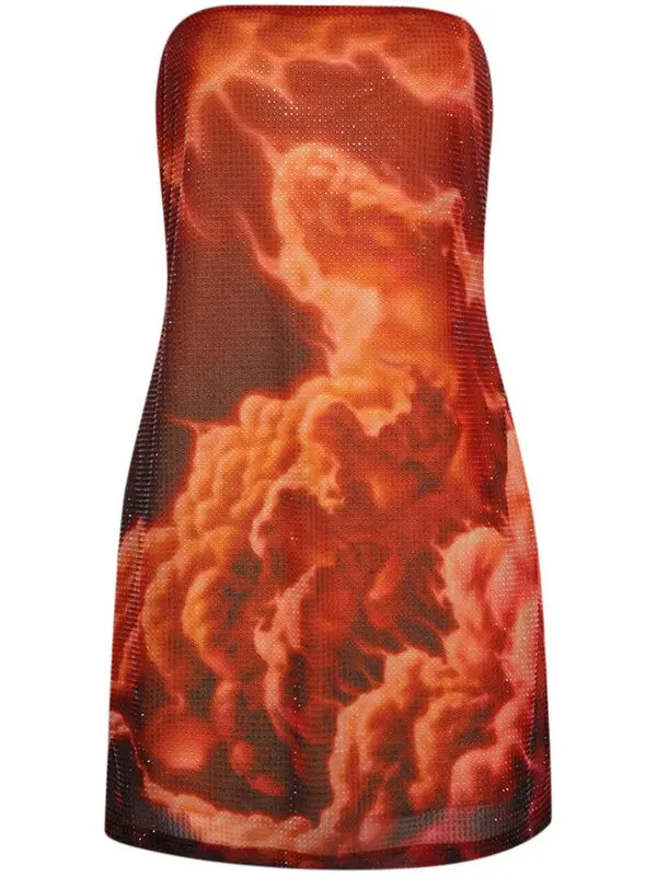 Alexander Wang Crystal-embellished Cloud-print Mini Dress