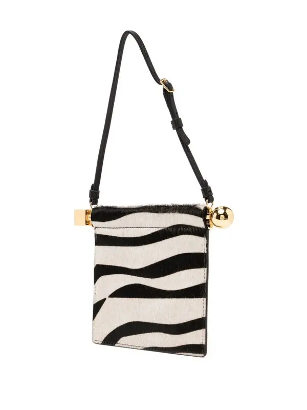 Jacquemus Rond Carré Mini Bag In Zebra Print Calf Leather